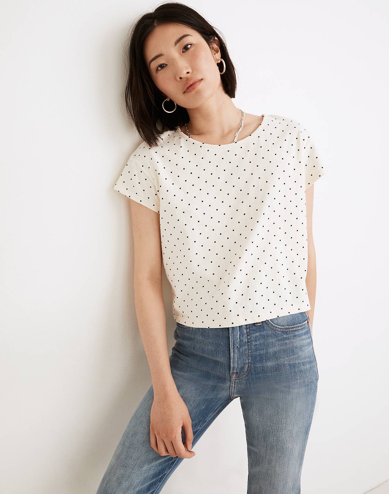 Cap-Sleeve Boxy Tee in Polka Dot Die besten Deals und ...
