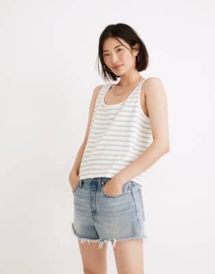 Boxy-Crop Tank Top in Crawley Stripe