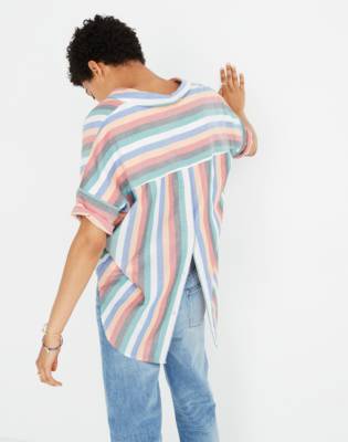 Courier Button-Back Shirt in Festival Stripe