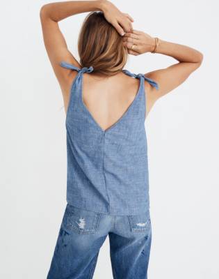 Chambray Tie-Strap Top