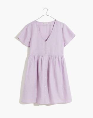 Plus Linen-Blend Alexandra Button-Front Mini Dress